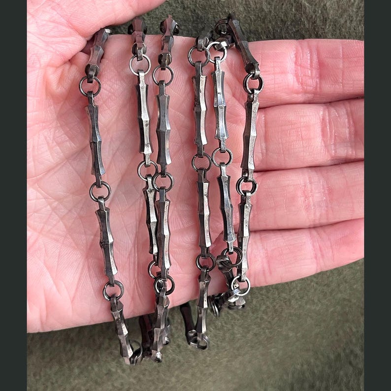 Antique Cut Steel Chain Unique Link - Etsy