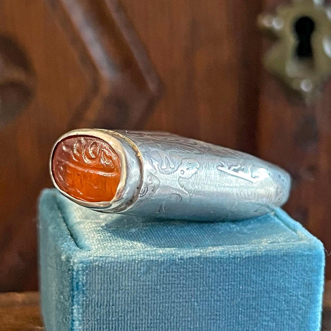 Antique Silver Carnelian Archers Ring C. 1880 - Etsy