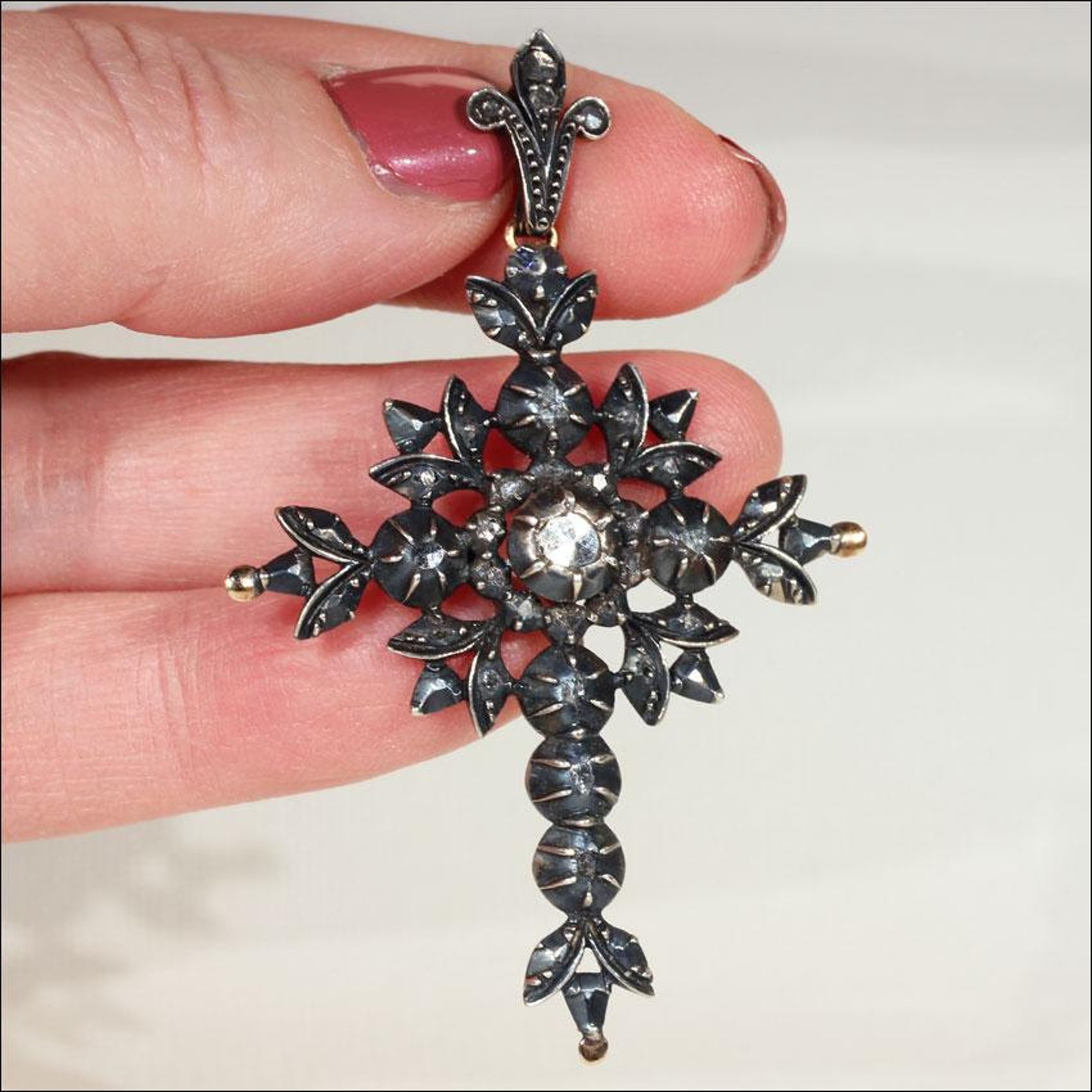 Antique Georgian Diamond Flemish Cross in 14k Gold and Silver - Etsy