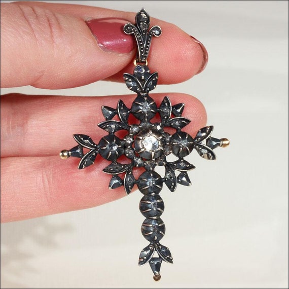 Antique Georgian Diamond Flemish Cross in 14k Gold an… - Gem