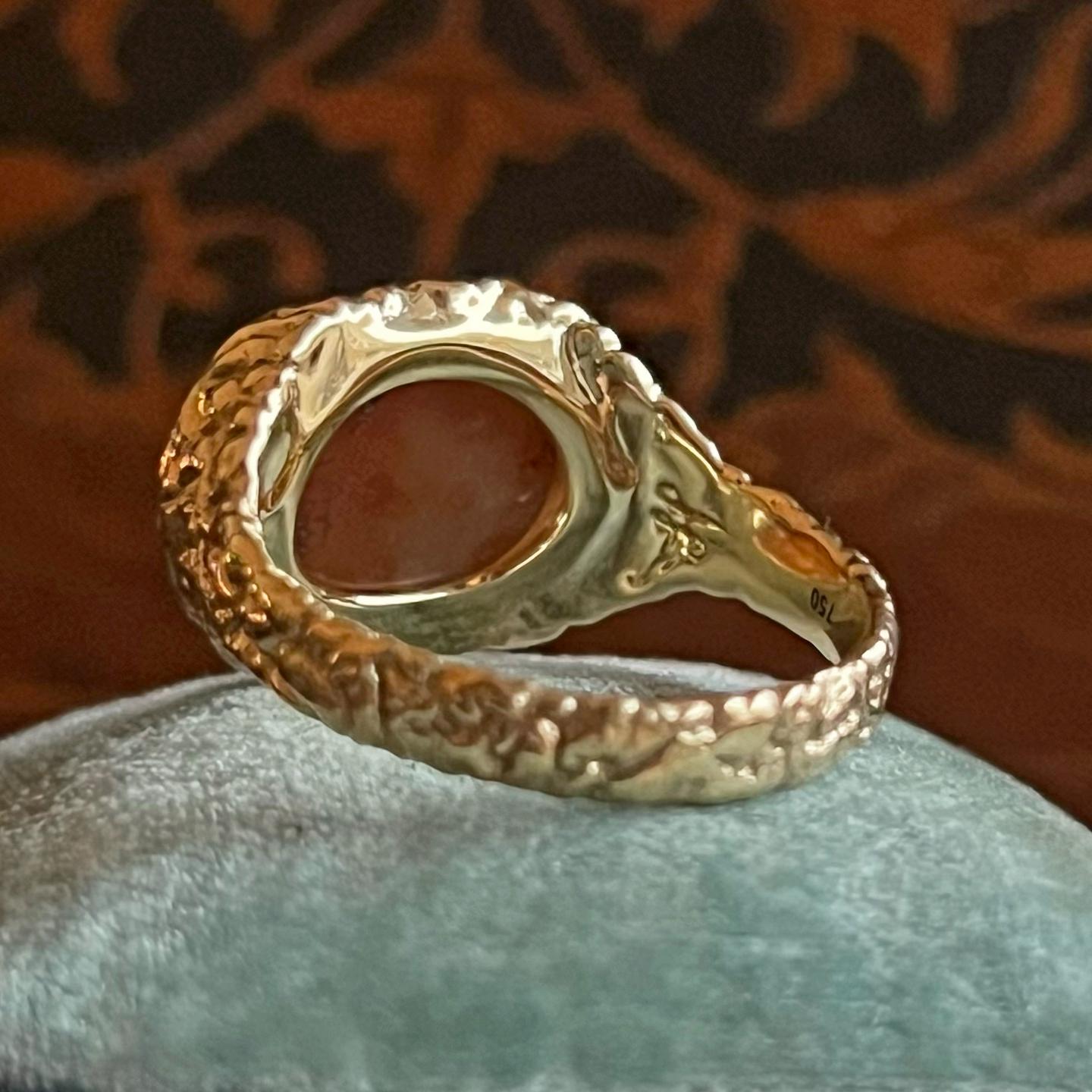 Roman Carnelian Intaglio Ring in 18k Gold in Vintage Mount Size 6.75US ...