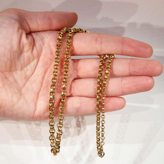 Antique Victorian Graduated 9k Gold Chain Necklace - Gem