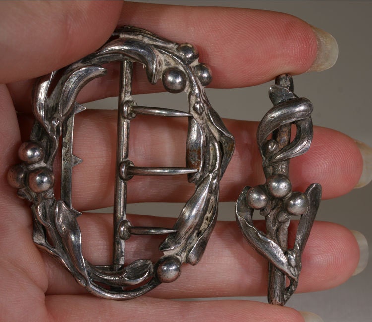 Antique French Art Nouveau Mistletoe Silver Belt Buckle - Etsy