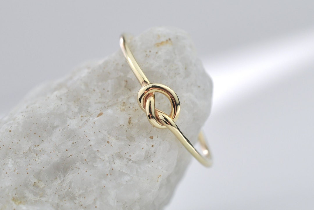 14K Solid Gold Knot Ring / Gold Knot Ring / Thin Gold Knot - Etsy