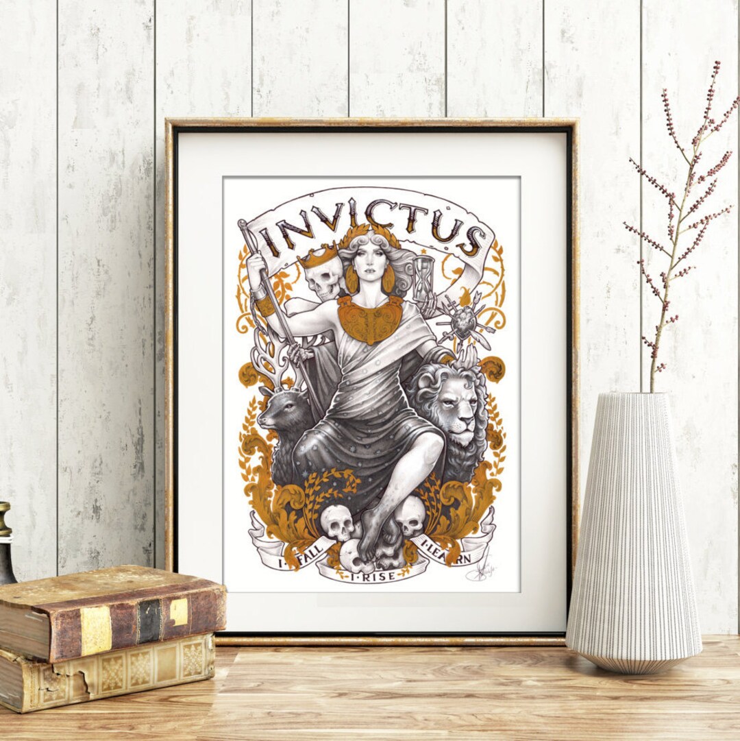 INVICTUS PRINT 8x11'' Dina4 Signed Art Nouveau William Ernest Henley ...