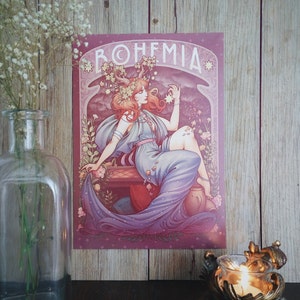 BOHEMIA ART PRINT Nouveau 8x11'' Boho Chic Shabby Art Flowers Floral ...