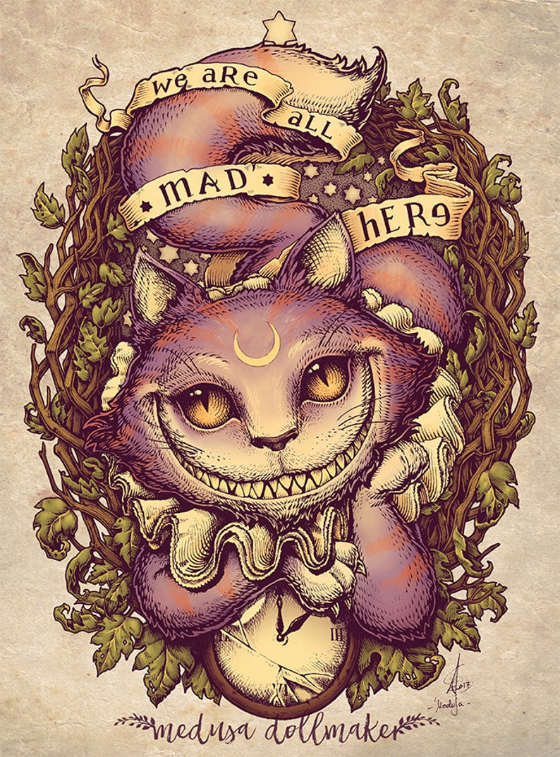 Carroll's CHESHIRE CAT Art PRINT Nouveau 8x11'' - Etsy