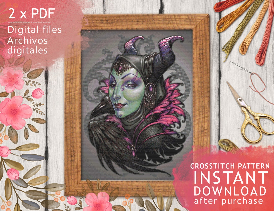 Wicked WITCH CROSS STITCH Pattern Pdf Art 2 X Pdf Chart Digital Files ...