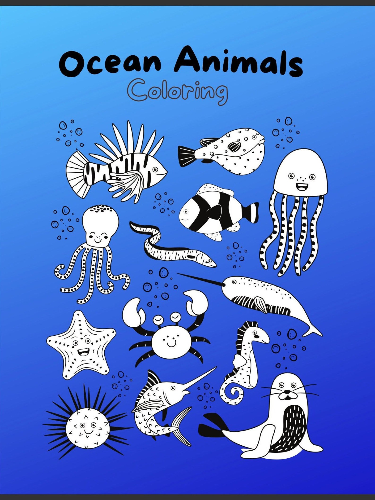 Ocean Animals Digital Coloring Book - Etsy