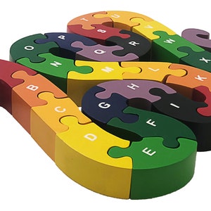 Snake Alphabet Puzzle: Eco-friendly Wooden ABC Toy - Etsy