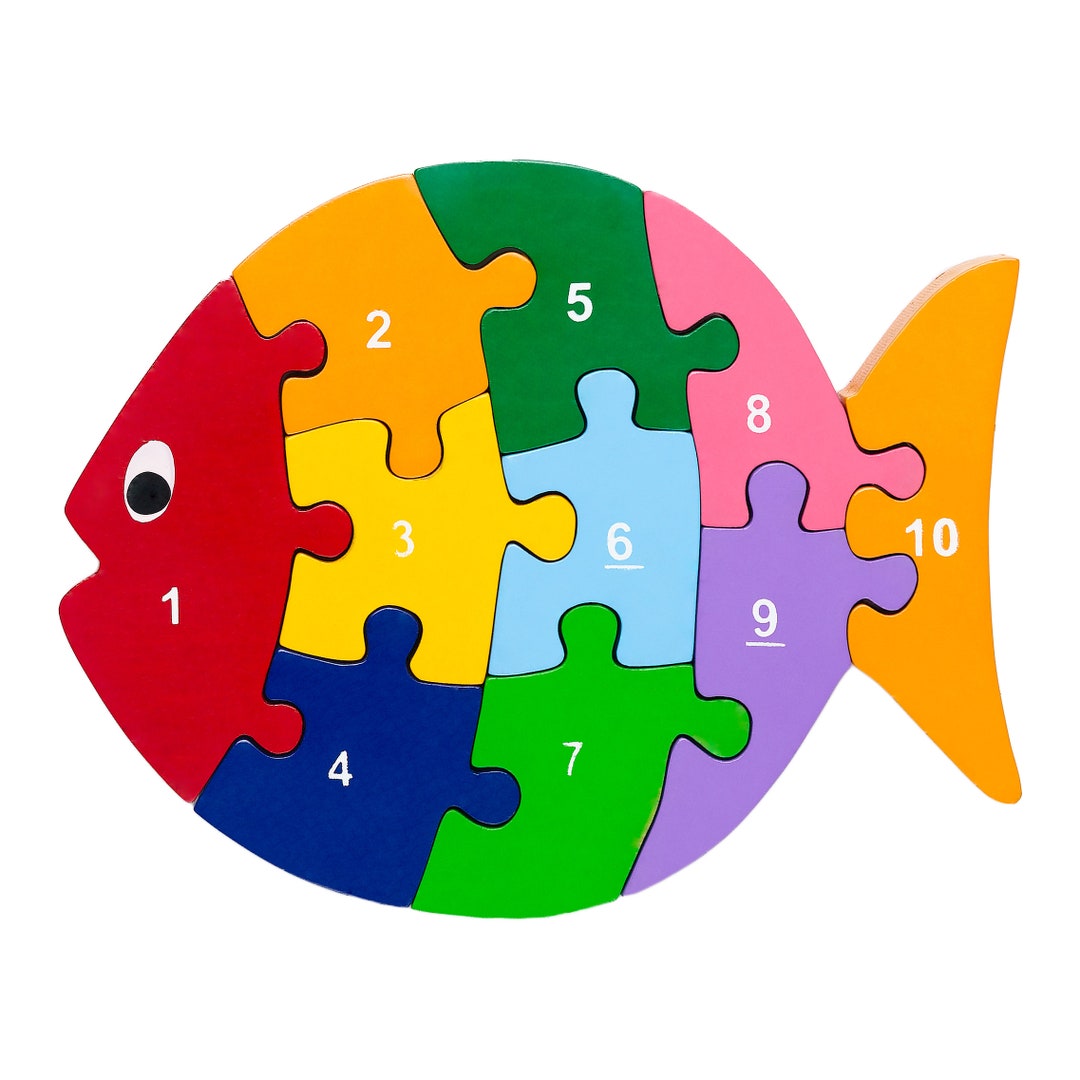 Fish Numbers Puzzle: Chunky Wooden Toy for Toddlers - Etsy