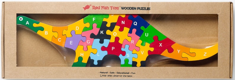 Dinosaur Alphabet Puzzle Wooden Puzzle Dinosaur Wooden | Etsy