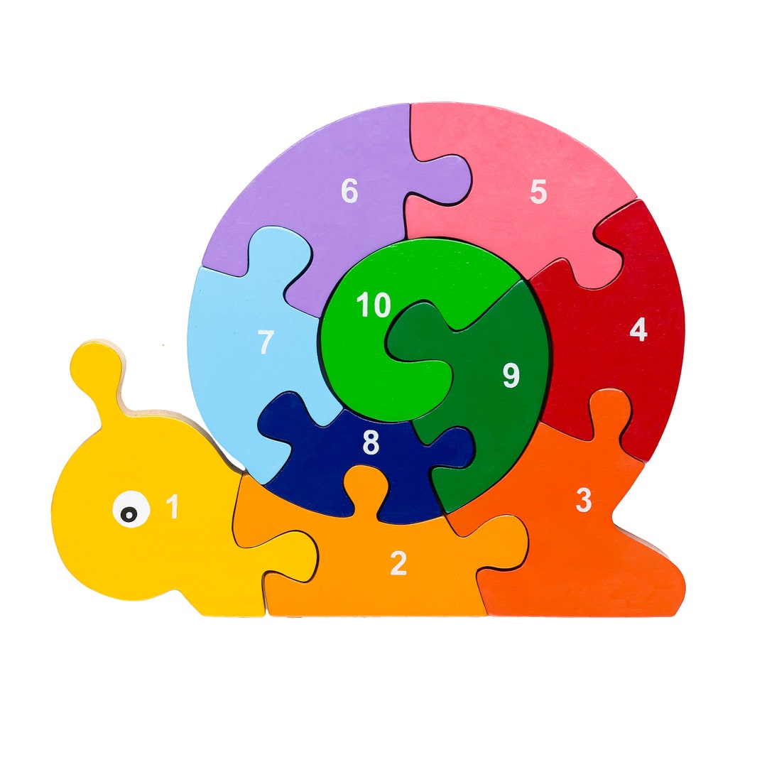 Snail Wooden Number Puzzle: Eco-friendly Counting Toy - Etsy