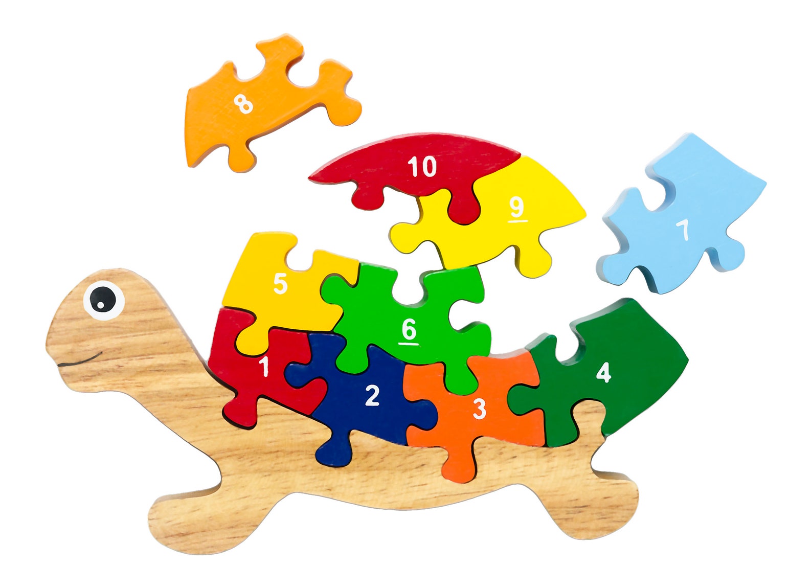 Turtle Numbers Puzzle - Wooden Puzzles for 2 Year Olds - Best Wooden Puzzles - Educational ...