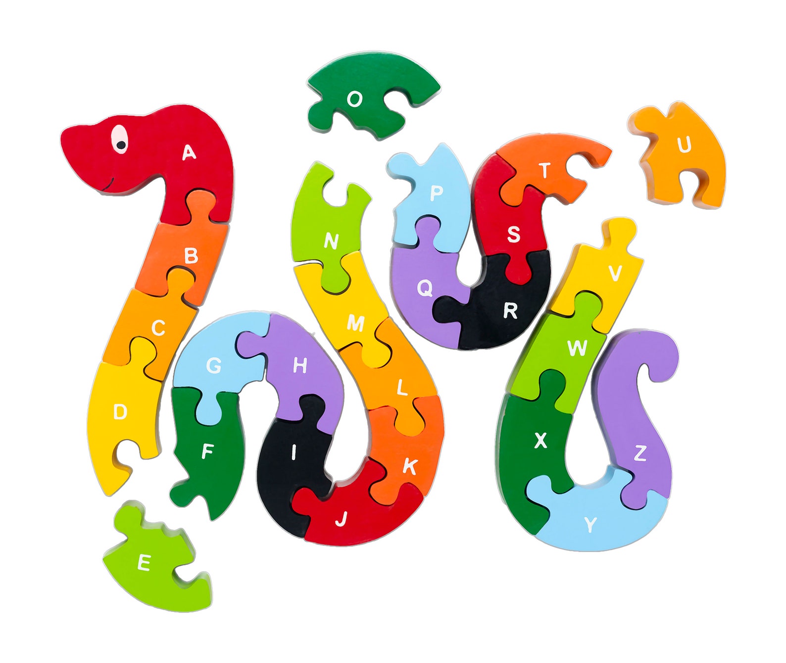 Snake Alphabet Puzzle: Eco-friendly Wooden ABC Toy - Etsy