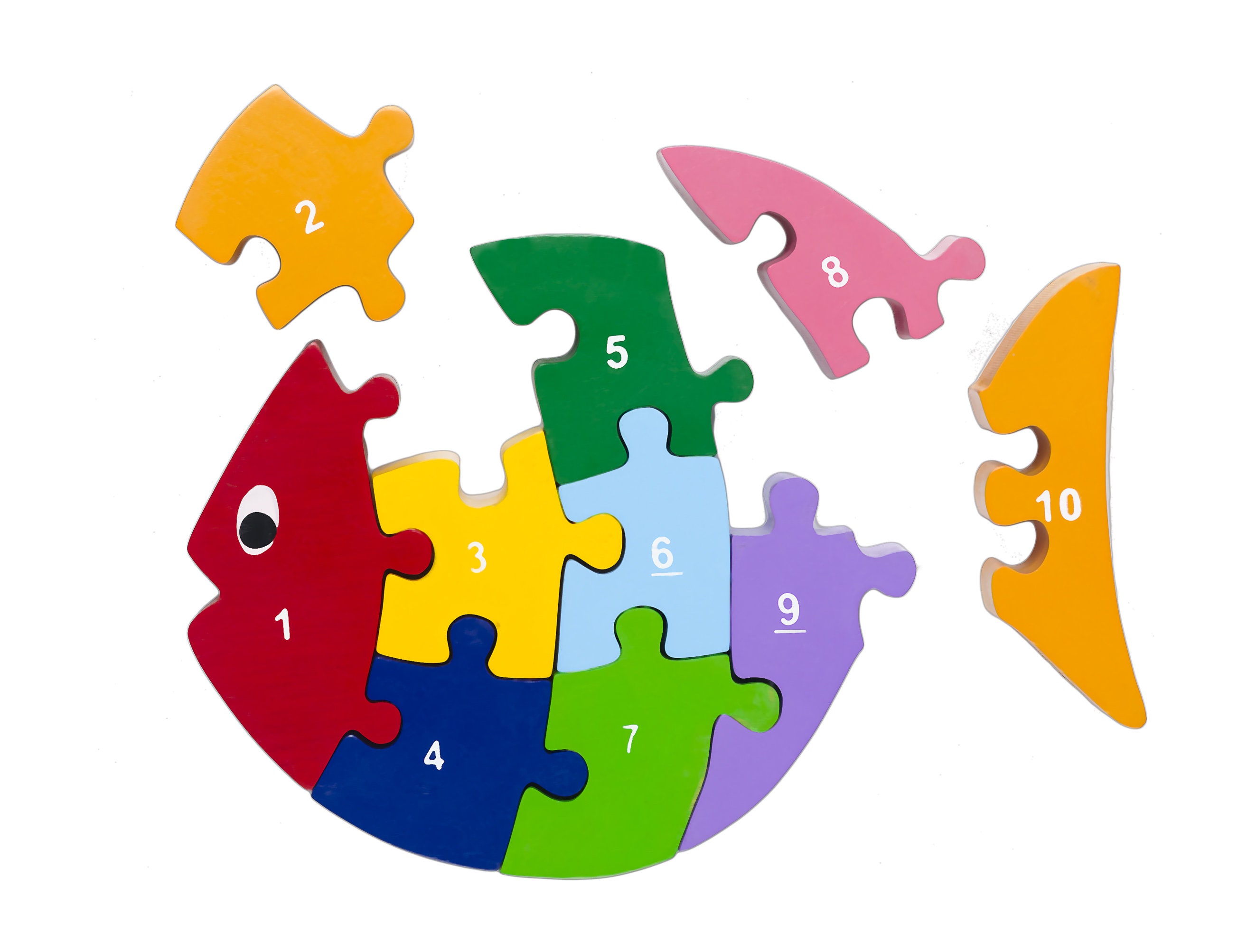 Fish Numbers Puzzle - Wood Puzzles for 1 Year Olds - Sustainable Baby ...
