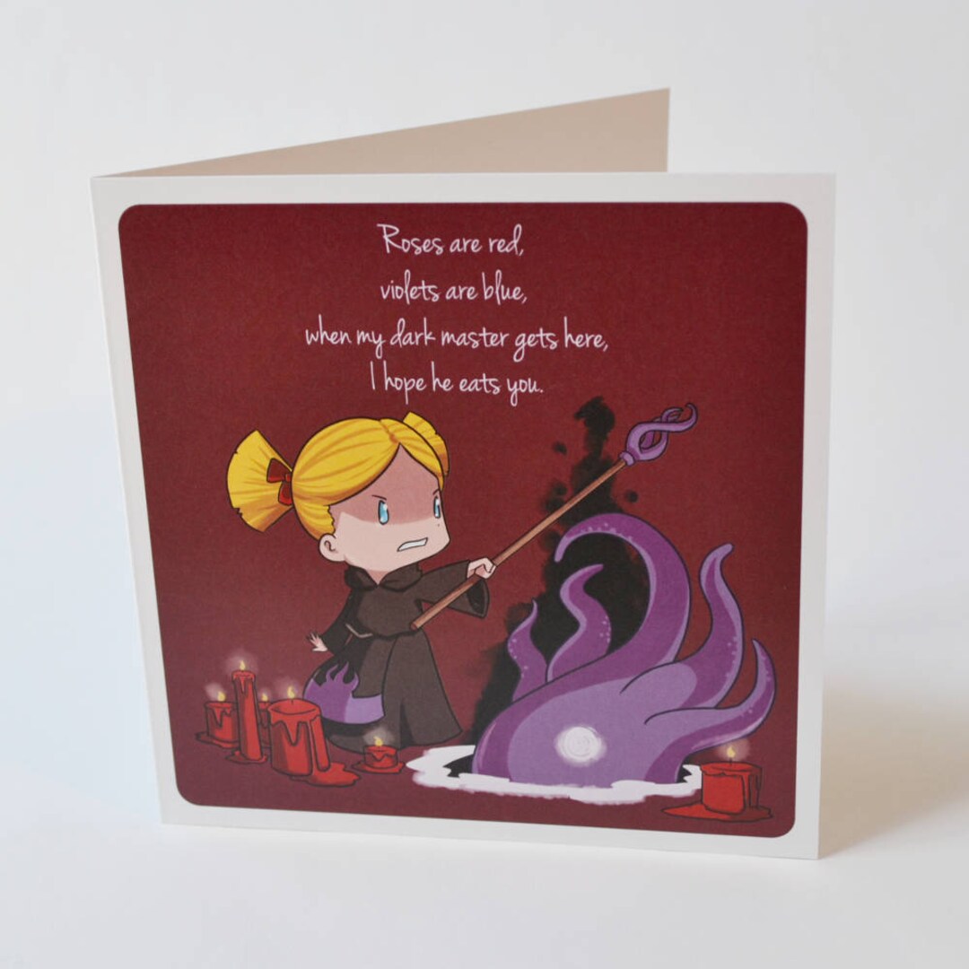 Geeky Anti-romance Card, Cutie Cultist Cthulu Summoner Design, Sweet ...