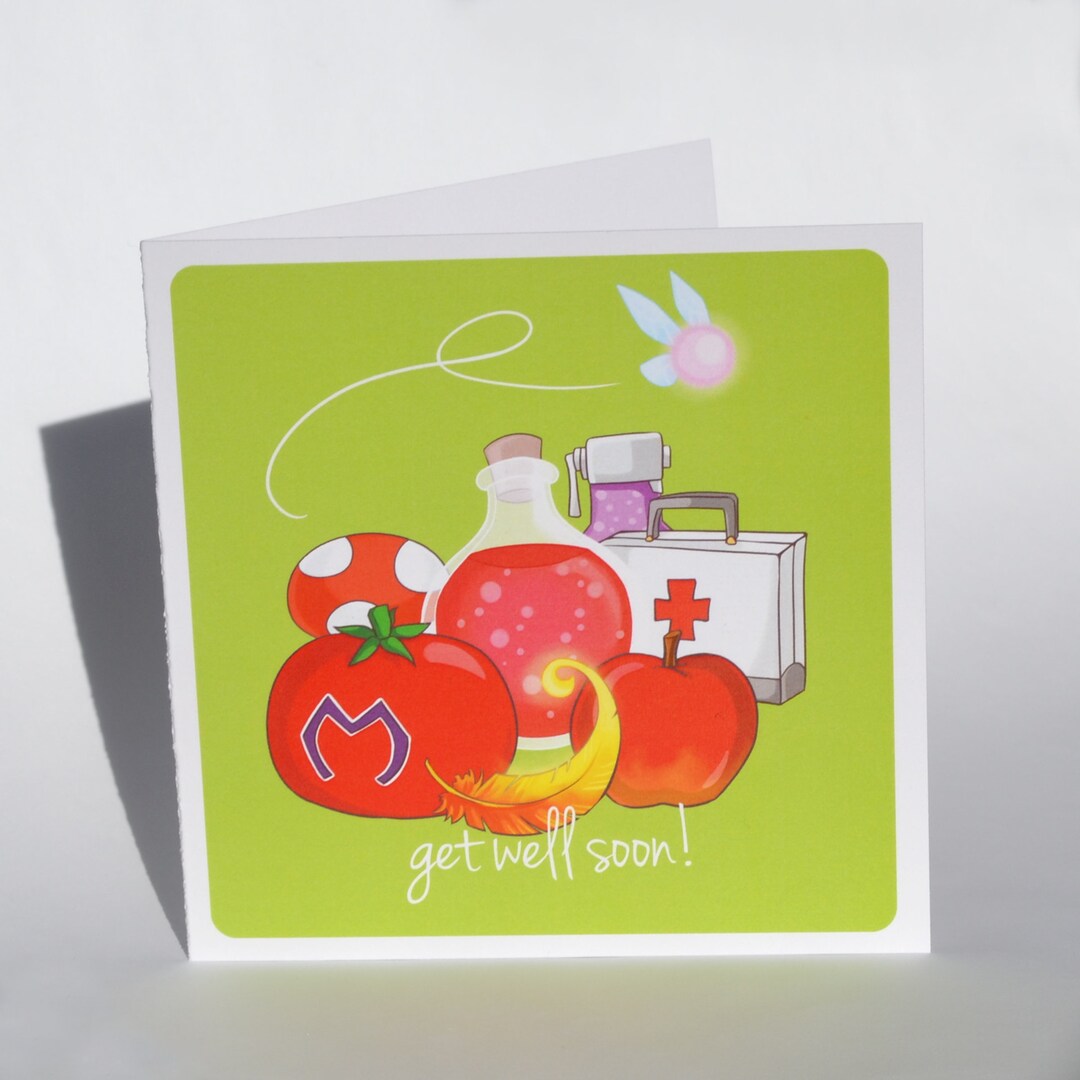 Geeky Get Well Card, Get Well Soon Design, Cute Nerdy Videogamer Retro ...