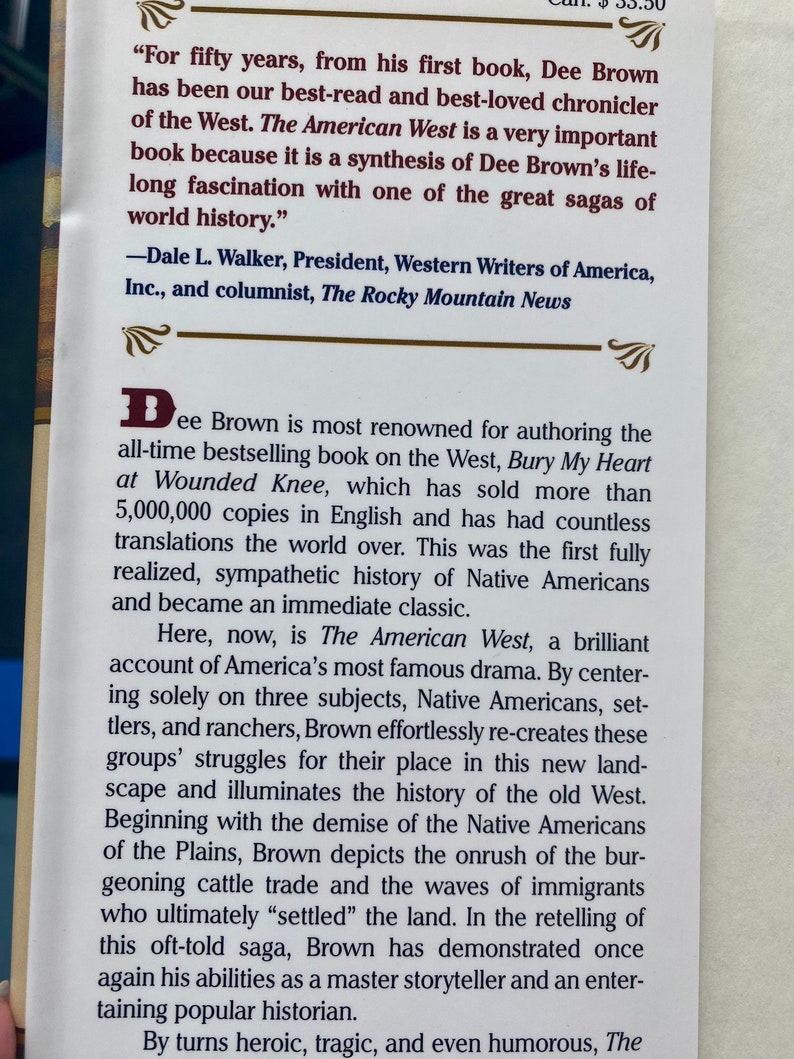 1994 Hardback Copy of the American West by Dee Brown Author of Bury My ...