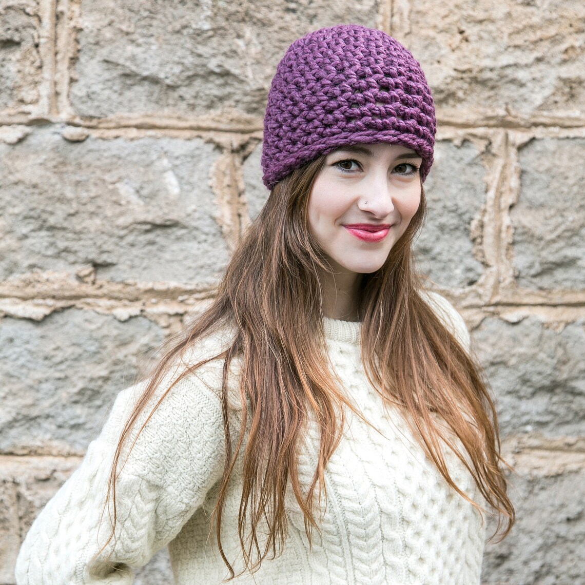 Boho Beanie, Fitted Knit Hat, Crochet Beanie Hat, THE BOHO BEANIE Shown ...