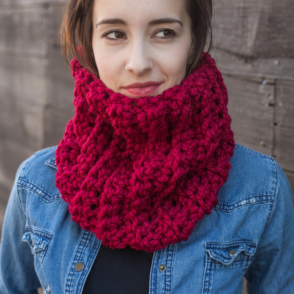 Chunky Cowl Scarf, Wool Knit Cowl, Loop Scarf, THE URBAN COWL Shown in ...