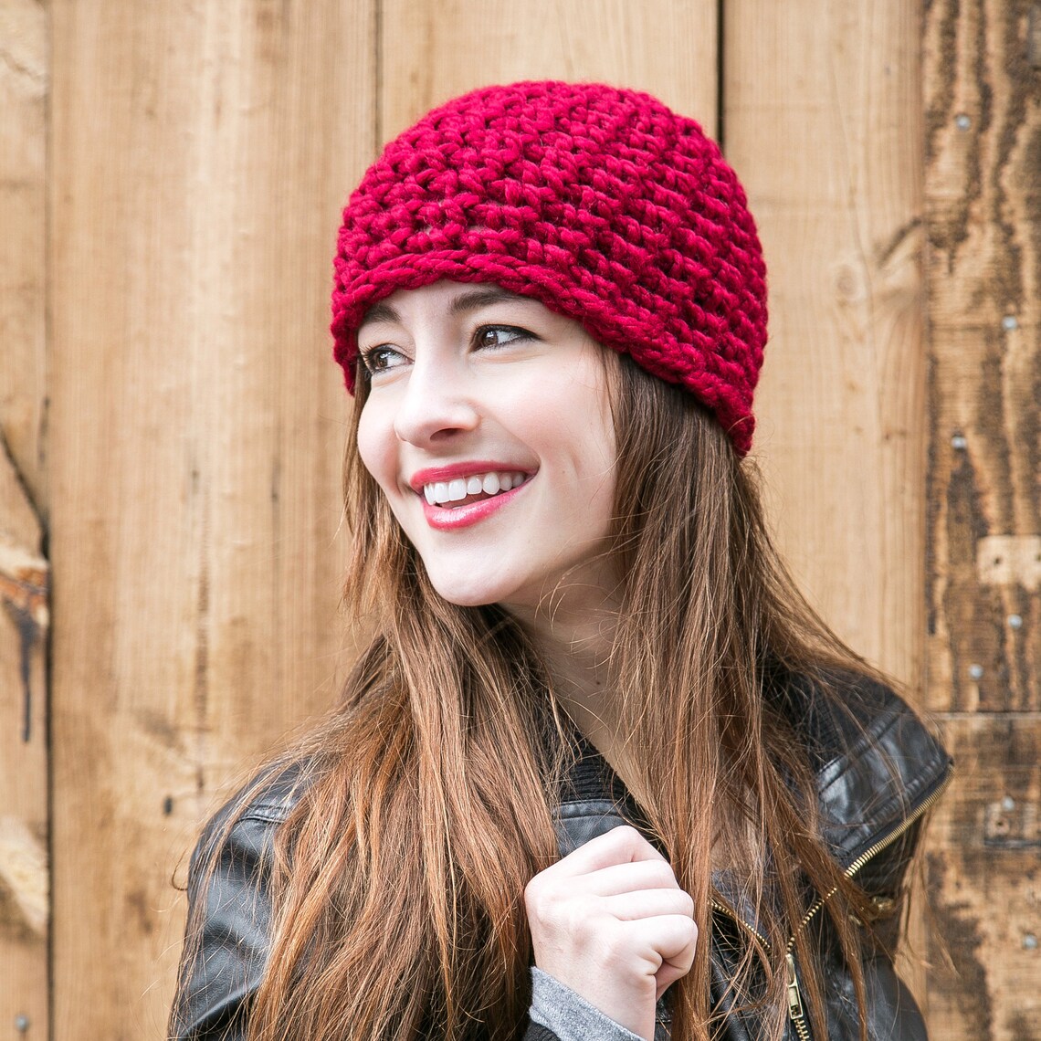 Fitted Beanie Hat, Red Beanie, Wool Knit Hat, THE BOHO BEANIE Shown in ...