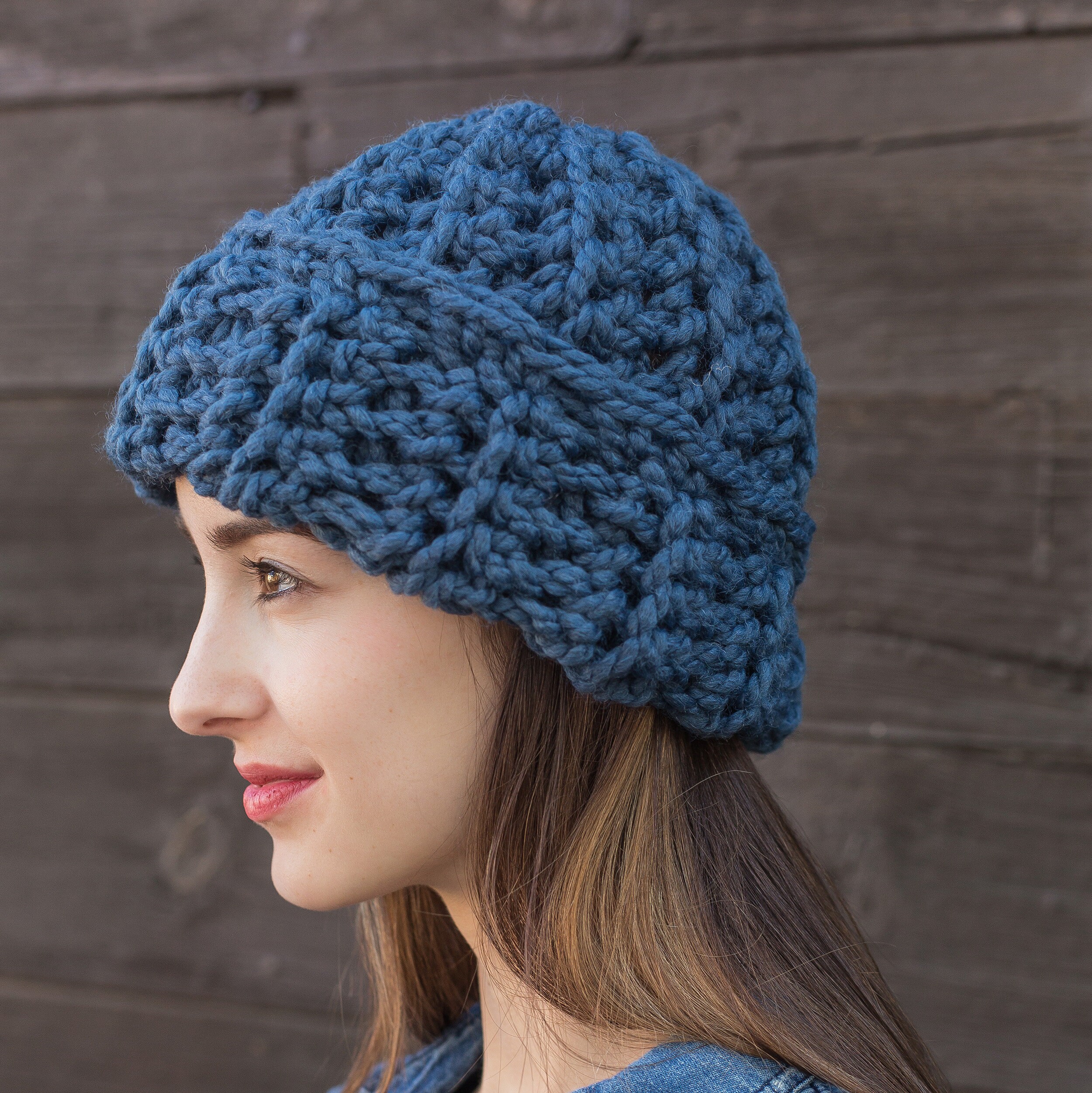Blue Knit Hat, Cuffed Wool Hat, Slouchy Beanie, Unisex Hats, THE ...