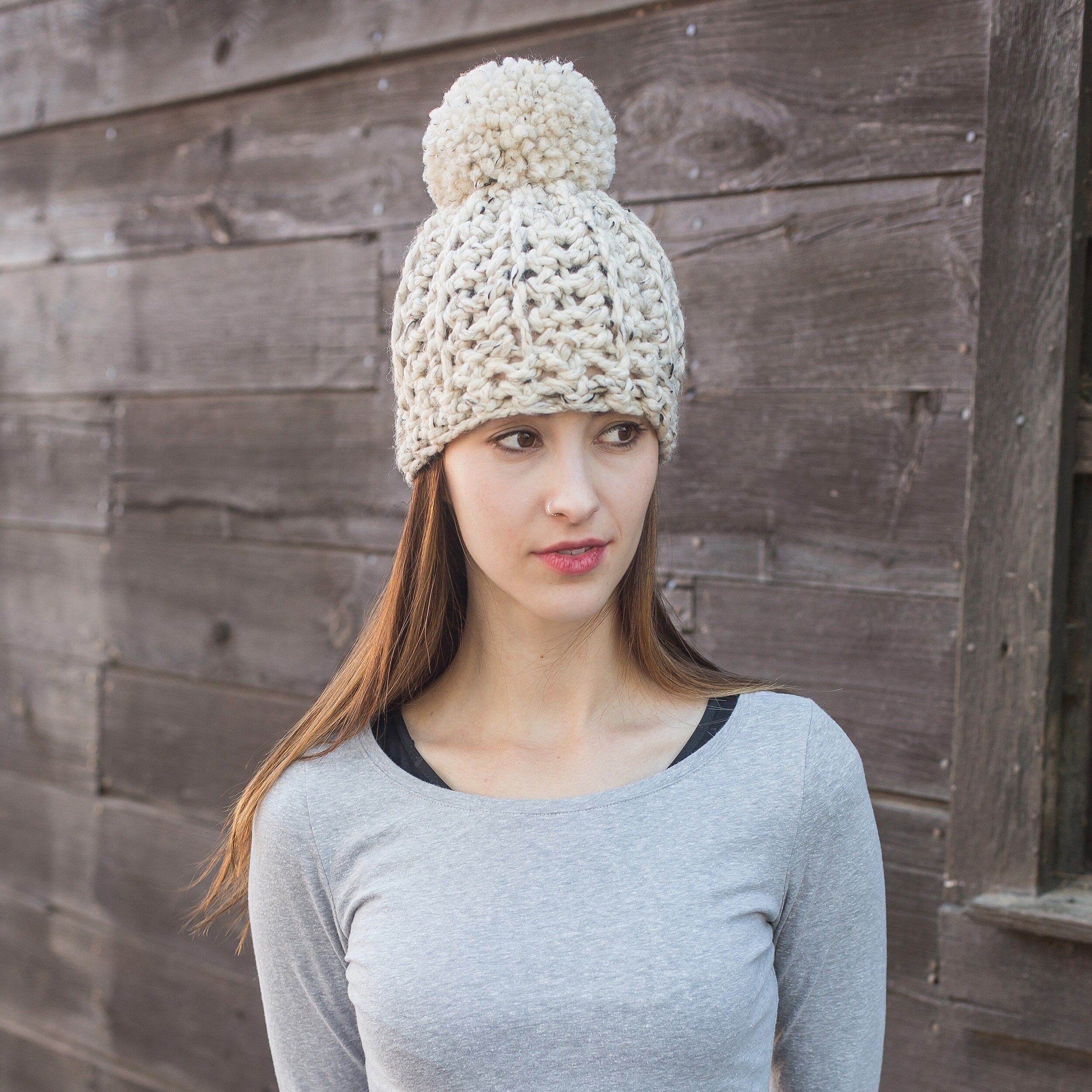 Chunky Pom Pom Hat, Wool Pom Hat, Chunky Knit Hat, Modern Knits, THE ...