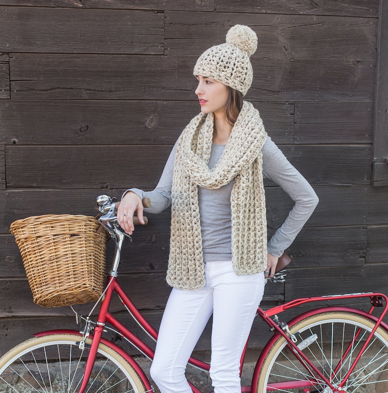 Oatmeal Knit Scarf // Extra Long Wool Scarf // Winter Scarves // THE ...