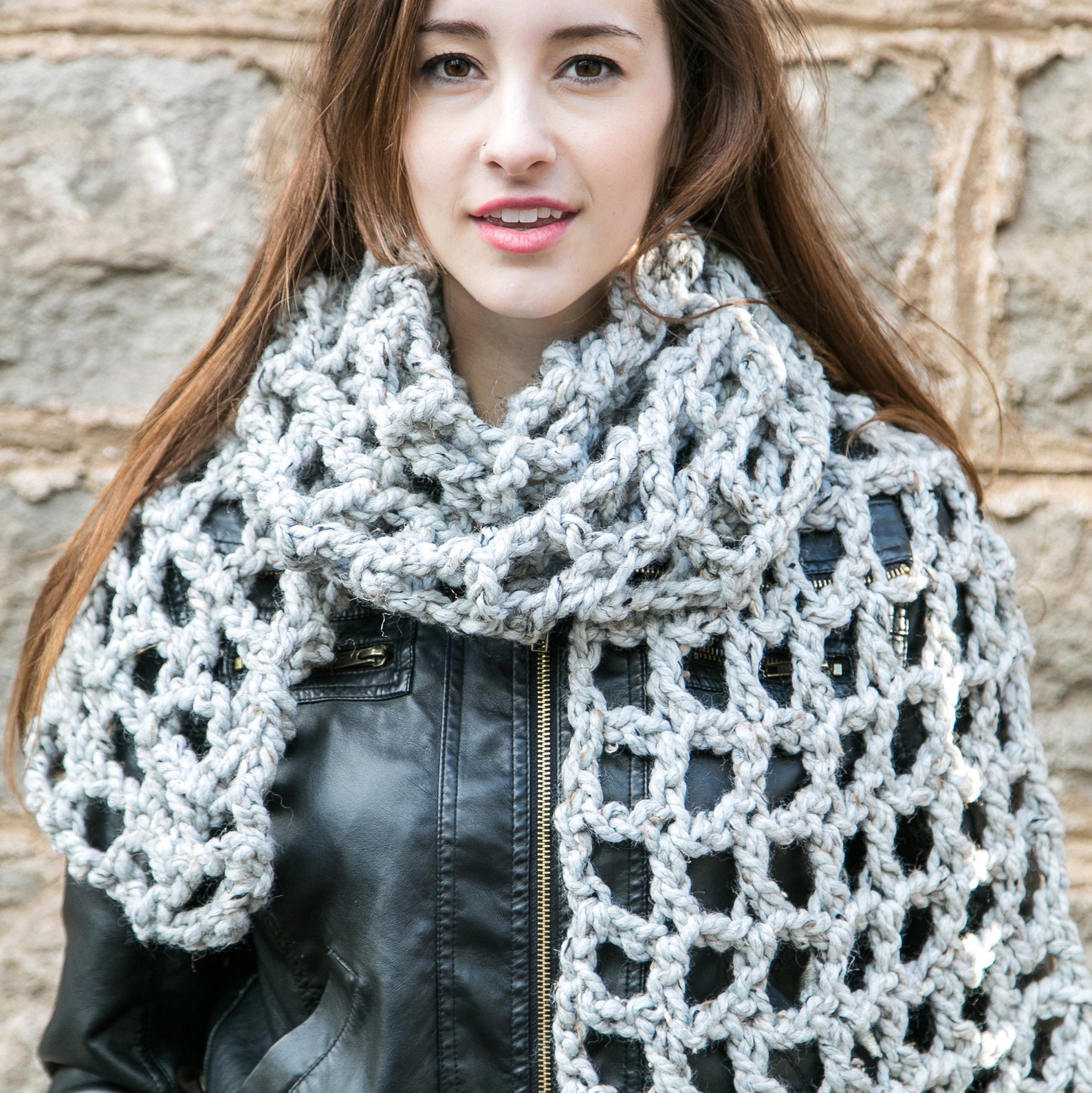 Chunky Knit Scarf, Grey Wool Scarf, Boho Style, Modern Wool Scarf, THE ...