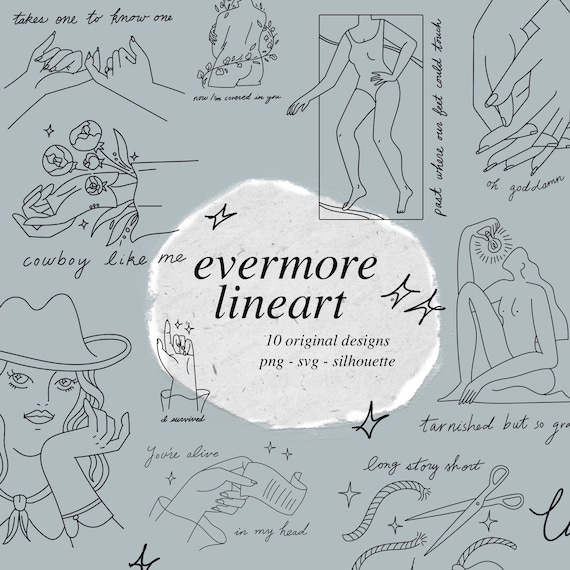 Taylor Swift EVERMORE Minimal Line Art SVG Vector Files for | Etsy