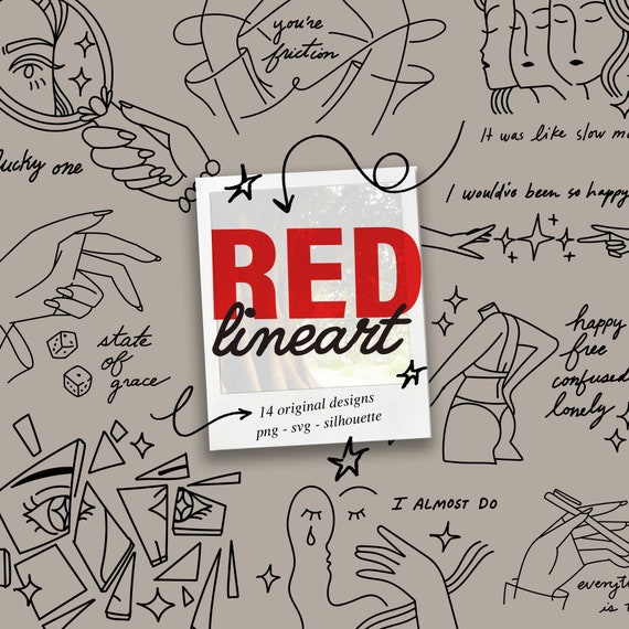 Taylor Swift RED Minimal Line Art SVG Vector Files for - Etsy