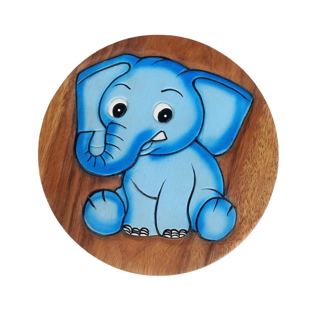 Child Wood Step Stool Kid's Stool Cute Cartoon Elephant - Etsy