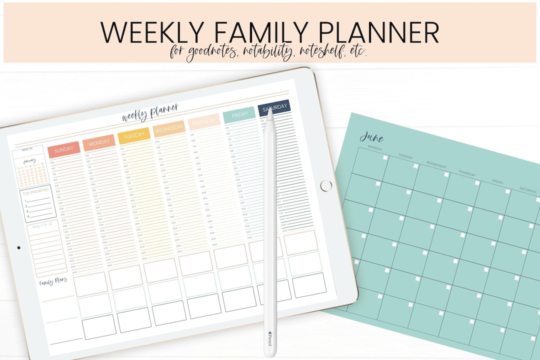 Digital Family Planner for Family Organization, Weekly Family Planner ...