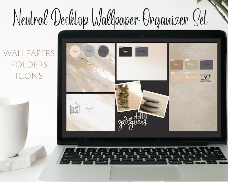 Neutral Desktop Wallpaper Set Computer Wallpaper & Desktop - Etsy