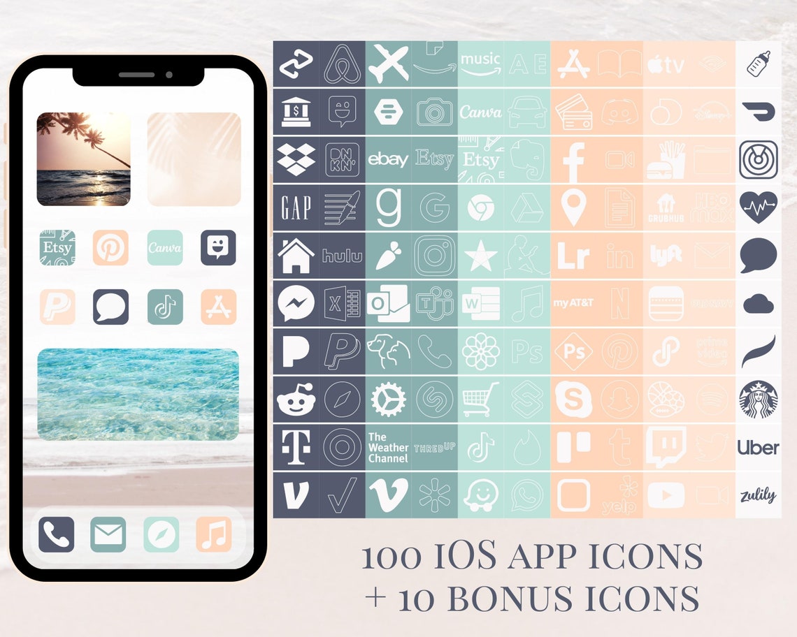 3000 Ios 14 Icons Beach Wallpaper Ios 15 App Icons - Etsy