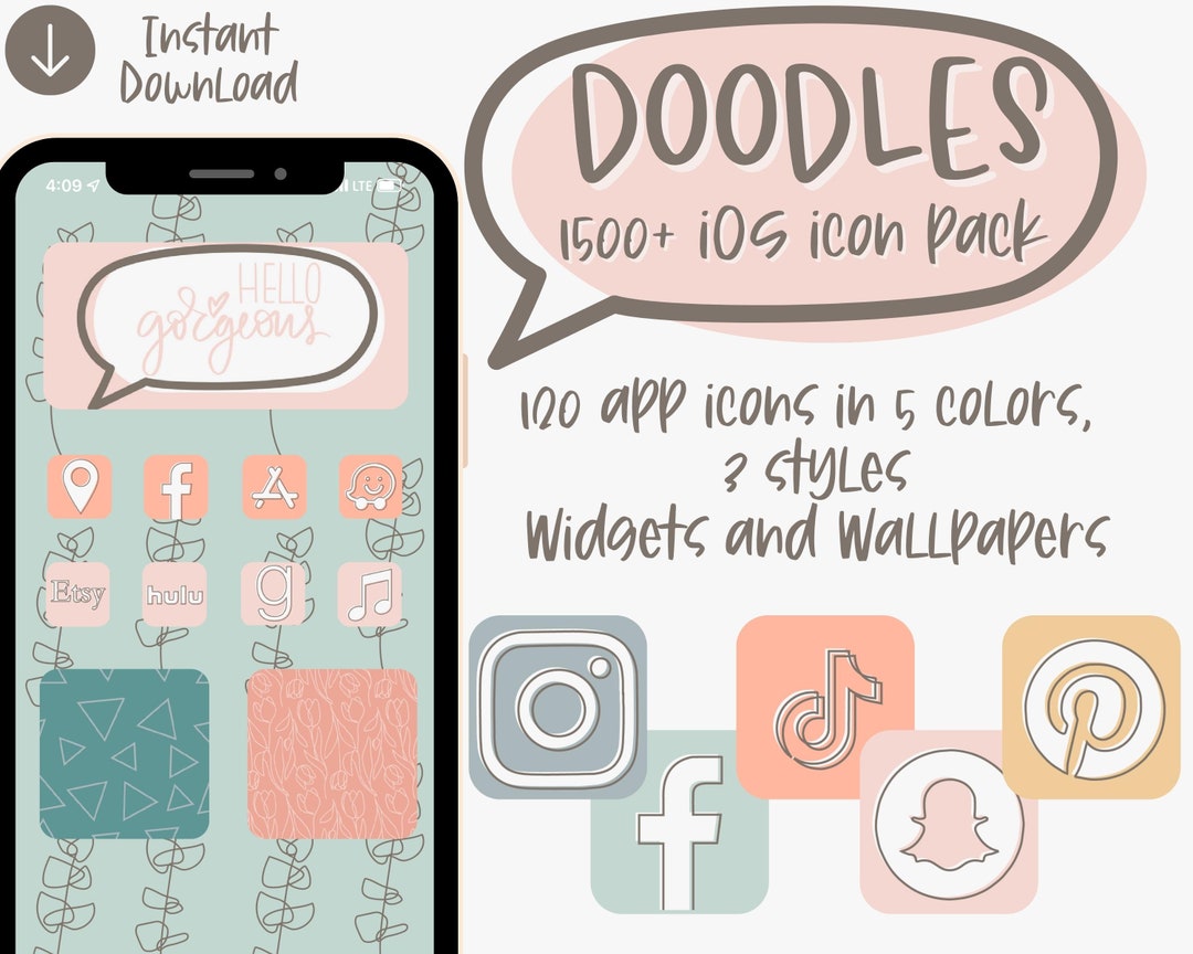 1500+ App Icons | Doodle Ios 14 Icons | Ios 14 Aesthetic | Ios 15 ...