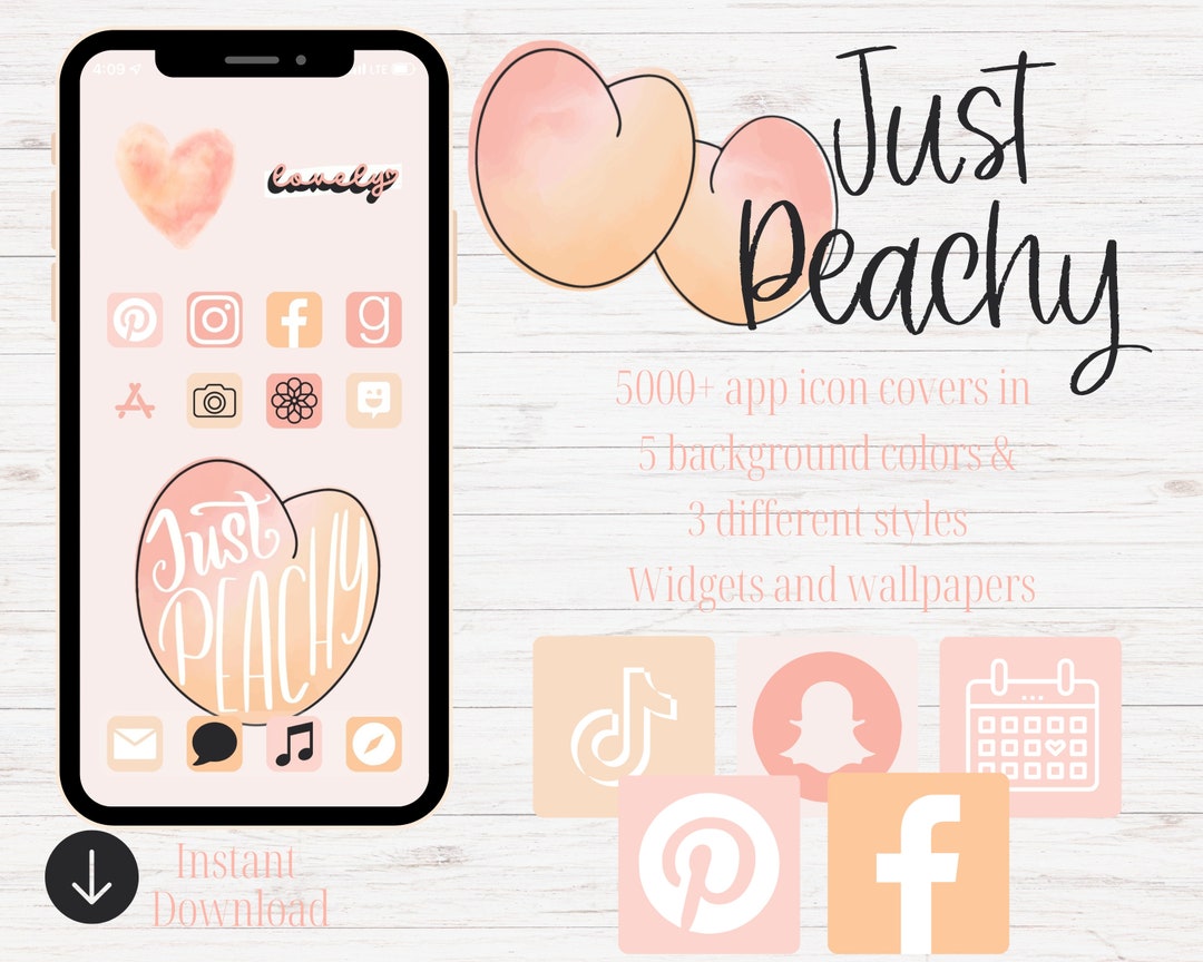 5000+ App Icons, Just Peachy Ios 14 Icons, Peach iPhone Wallpaper, Ios ...