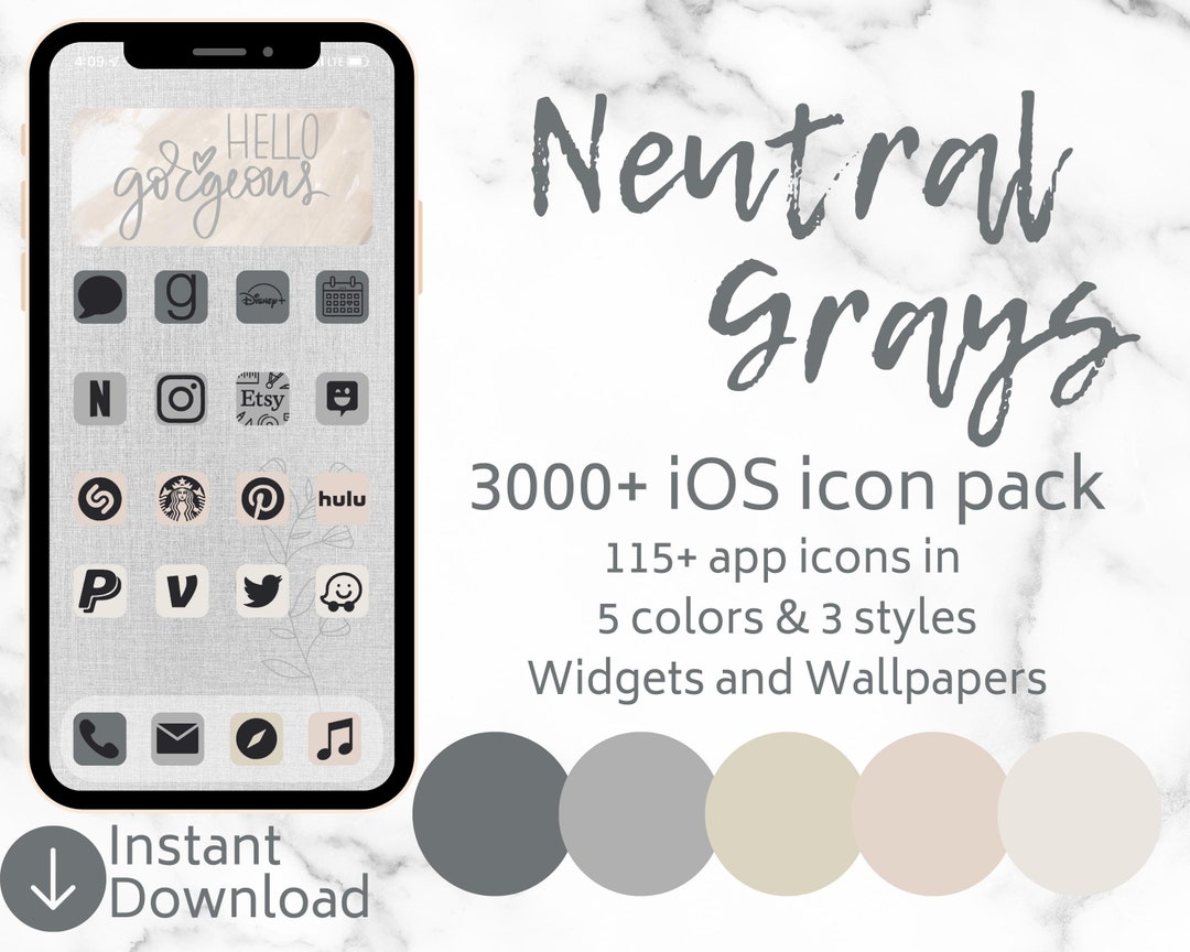 3000+ App Icons, Neutral Gray Ios 14 Icons, Ios 15, Ios 14 Aesthetic ...