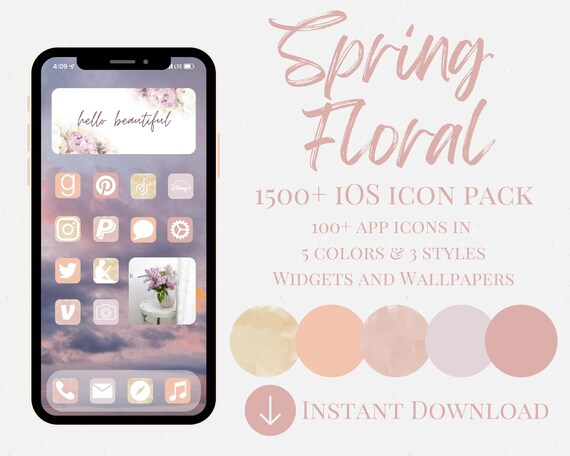 Ios 14 Icons Floral Wallpaper Ios 15 App Icons Ios 14 | Etsy