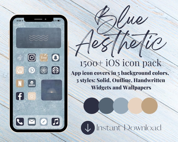 1500 App Icons Blue Ios 14 Icons Ios 15 Ios 14 - Etsy