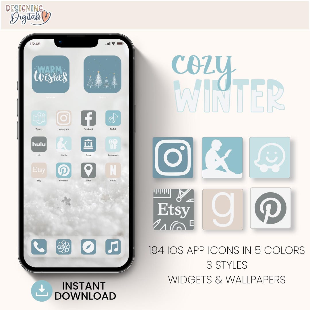 Cozy Winter Ios App Icon Set, Winter iPhone Wallpapers, Cute Holiday ...