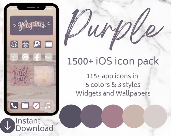 1500 App Icons Purple Ios 14 Icons Ios 15 Ios 14 - Etsy