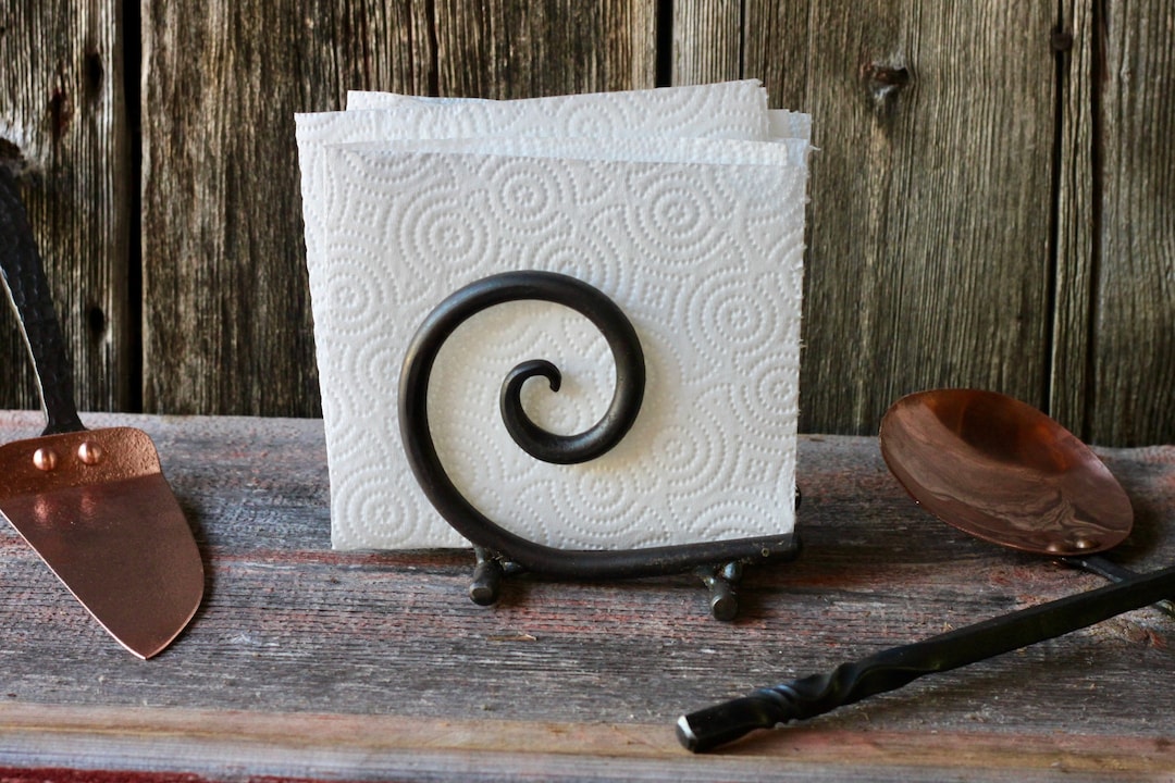 Hand Forged Napkin Holder - Spiral Scroll | Blacksmith Metal Napkin ...