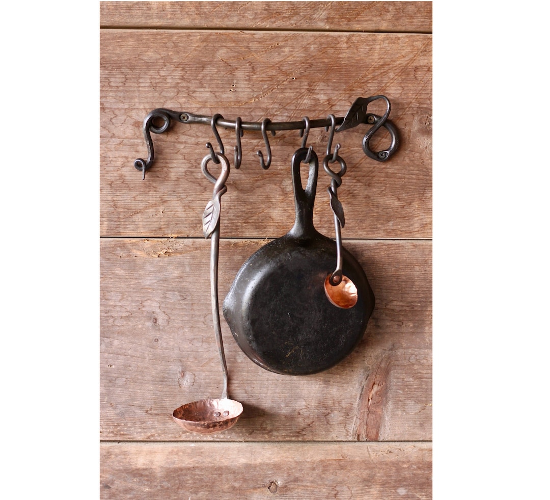 Hand Forged Copper & Steel Ladle: Leaf Handle Serving Spoon - Etsy