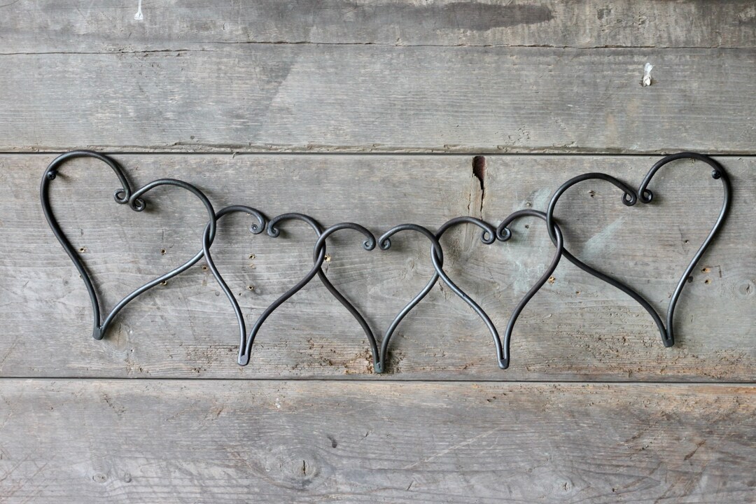Heart Family Metal Wall Art | Hand Forged Blacksmith Heart Sculpture ...