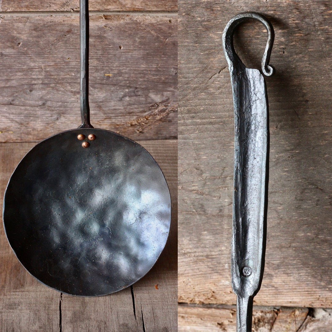 Camping Cooking Pan - Reverse Curl // Blacksmith Hand Forged Handmade ...
