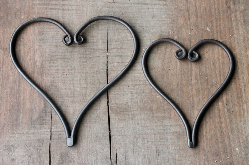 Heart Family Metal Wall Art | Hand Forged Blacksmith Heart Sculpture ...