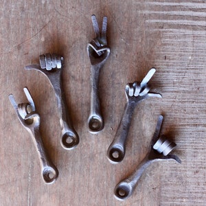 Blacksmith Forged Hand Gesture Keychain | Peace Sign, Middle Finger ...