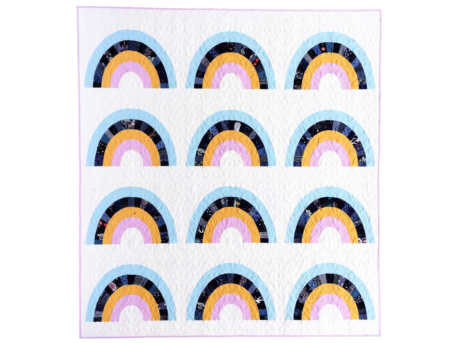 Sunshowers and Retro Rainbow Quilt Patterns, Modern Rainbow Curved ...